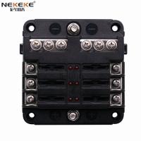 China 6-Way Marine Fuse Block with Negative Bus - 12V/24V PBT Material Waterproof Panel 87.75×85.0mm for sale