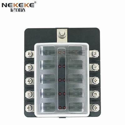 China 10 Circuit Marine Fuse Box with Waterproof Cover 32V DC 100A Total Capacity for Automotive and Marine Applications for sale