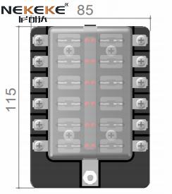 China 12-Way Marine Fuse Box Waterproof 32V DC with LED Indicator - 120×85mm Black Flame Retardant Design for sale