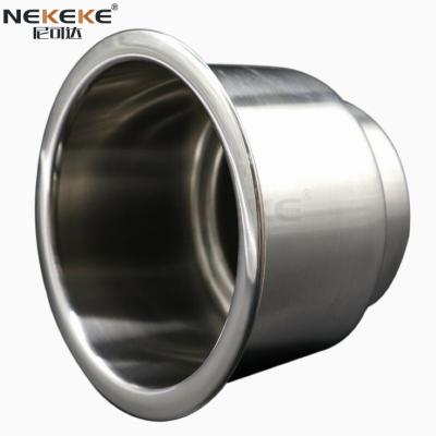 China Stainless Steel Marine Cup Holder SS304 SS316 108mm Diameter 83mm Height Brushed Silver Finish for sale