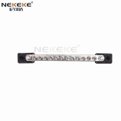 China Marine 150A 12P Single Bus Bar 48V Nylon Power Distribution Block with M6 Studs and M4 Screws for sale