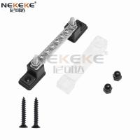 China 6P 150A Marine Power Bus Bar Copper Nickel Distribution Block with M4/M6 Studs and Waterproof Cover for sale