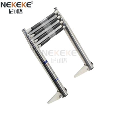 China 304 316 Stainless Steel 4 Step Folding Boat Ladder 45.7
