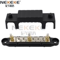 China M6 Screw Stud Marine Bus Bar PA66 Terminal Block 250A 48V DC with Protective Cover for Boat Wiring for sale