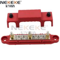 China M6 Screw Stud Marine Bus Bar PA66 Terminal Block 250A 48V DC with Protective Cover for Boat Wiring for sale