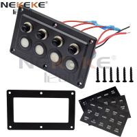 China ABS Material 4 Gang Marine Switch Panel 12V/24V 10A with LED Voltage Monitor and 4.8A USB Charging for sale