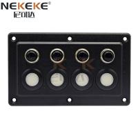 China ABS Material 4 Gang Marine Switch Panel 12V/24V 10A with LED Voltage Monitor and 4.8A USB Charging for sale