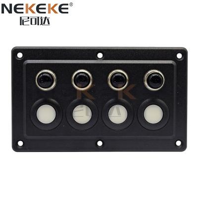 China ABS Material 4 Gang Marine Switch Panel 12V/24V 10A with LED Voltage Monitor and 4.8A USB Charging for sale