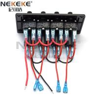 China ABS Material 4 Gang Marine Switch Panel 12V/24V 10A with LED Voltage Monitor and 4.8A USB Charging for sale