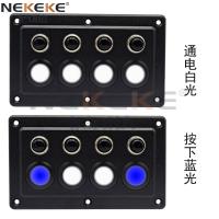China ABS Material 4 Gang Marine Switch Panel 12V/24V 10A with LED Voltage Monitor and 4.8A USB Charging for sale