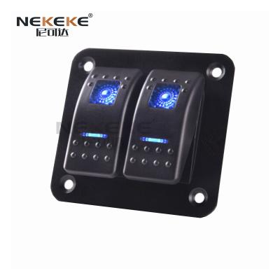 China Marine Grade 2 Gang Rocker Switch Panel ON OFF LED Backlight IP68 Waterproof 20A DC 24V DC for sale