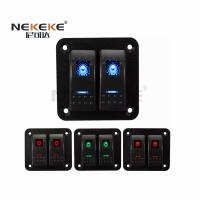 China Marine Grade 2 Gang Rocker Switch Panel ON OFF LED Backlight IP68 Waterproof 20A DC 24V DC for sale