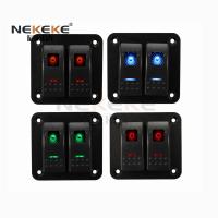 China Marine Grade 2 Gang Rocker Switch Panel ON OFF LED Backlight IP68 Waterproof 20A DC 24V DC for sale