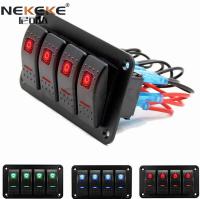 China 4 Gang Marine Switch Panel 12V 24V IP65 Waterproof 20A Rocker Switch 5.00'' x 2.68'' Aluminum for sale
