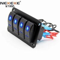 China 4 Gang Marine Switch Panel 12V 24V IP65 Waterproof 20A Rocker Switch 5.00'' x 2.68'' Aluminum for sale