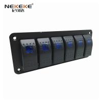 China 6-Gang Marine Switch Panel 12V 24V Waterproof IP66 Rocker Electrical Control 20A Max Current for sale