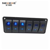 China 6-Gang Marine Switch Panel 12V 24V Waterproof IP66 Rocker Electrical Control 20A Max Current for sale