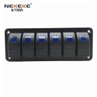 China 6-Gang Marine Switch Panel 12V 24V Waterproof IP66 Rocker Electrical Control 20A Max Current for sale