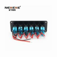 China 6-Gang Marine Switch Panel 12V 24V Waterproof IP66 Rocker Electrical Control 20A Max Current for sale
