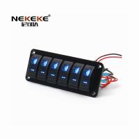 China 6-Gang Marine Switch Panel 12V 24V Waterproof IP66 Rocker Electrical Control 20A Max Current for sale
