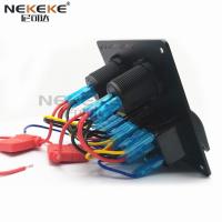 China 4 Gang Waterproof Rocker Switch Panel with Dual USB 3.1A Ports for 12V/24V Marine and Automotive Use for sale