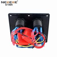 China 4 Gang Waterproof Rocker Switch Panel with Dual USB 3.1A Ports for 12V/24V Marine and Automotive Use for sale