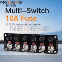 China Waterproof 6 Gang Marine Rocker Switch Panel with 10A Fuse Protection for DC 12V/24V Boat and Yacht Applications for sale