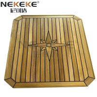 China Natural Look Rectangular Teak Marine Table Tops 20mm Thick with Compass Rose Design OEM ODM Custom Sizes 370x600mm to 660x840mm for sale