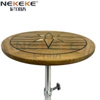 China Round Teak Boat Table Top 500mm 650mm 795mm with Black Deck Caulking and Star Inlay for sale
