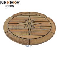 China 16mm Thickness Oval Marine Teak Table Top 440x580mm with Compass Rose Design for Boat Yacht RV for sale