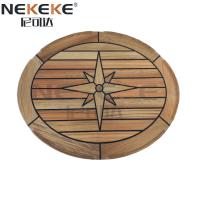 China 16mm Thickness Oval Marine Teak Table Top 440x580mm with Compass Rose Design for Boat Yacht RV for sale