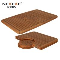 China Barrel Folding Teak Table Top with Star Inlay - 22mm Thickness, 470/960 x 650mm Size for Boats and Yachts for sale