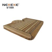 China Barrel Folding Teak Table Top with Star Inlay - 22mm Thickness, 470/960 x 650mm Size for Boats and Yachts for sale
