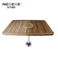 China Barrel Folding Teak Table Top with Star Inlay - 22mm Thickness, 470/960 x 650mm Size for Boats and Yachts for sale