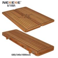 China Folding Teak Table Top for RV Camping - 20mm Thick Marine Wood with Star Inlay - Available in 500mm to 1250mm Sizes for sale