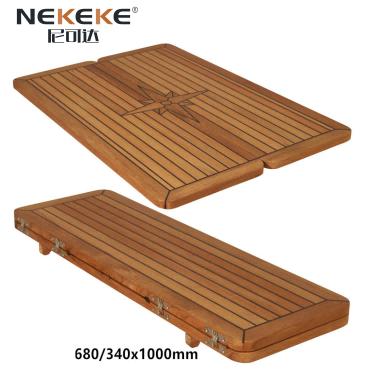 China Folding Teak Table Top for RV Camping - 20mm Thick Marine Wood with Star Inlay - Available in 500mm to 1250mm Sizes for sale