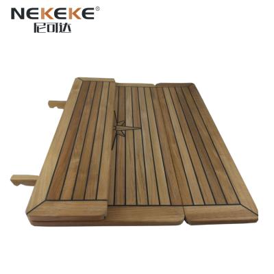 China Marine Folding Teak Table Top 22mm Thick with Compass Rose Inlay - 340/680mm to 450/900mm Sizes for sale