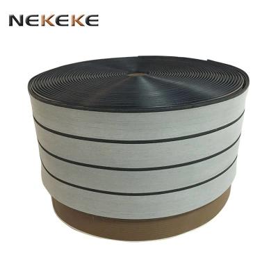 China UV Resistant PVC Artificial Teak Decking 5mm Thick Anti Slip Marine Flooring 2500cm Length for sale
