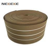 China Customized Slip Resistant PVC Deck Flooring 5mm Thick Teak Color with White Strip for Yachts and Marine Applications for sale