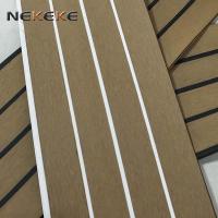 China Customized Slip Resistant PVC Deck Flooring 5mm Thick Teak Color with White Strip for Yachts and Marine Applications for sale