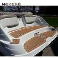 China Customized Slip Resistant PVC Deck Flooring 5mm Thick Teak Color with White Strip for Yachts and Marine Applications for sale