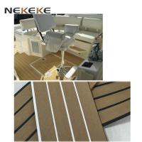 China Customized Slip Resistant PVC Deck Flooring 5mm Thick Teak Color with White Strip for Yachts and Marine Applications for sale