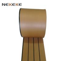China Marine Non Slip PVC Plastic Floor Decking Roll 5mm Thick 2500cm Length Teak Color Boat Deck Flooring for sale