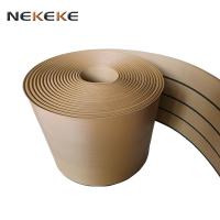 China Marine Non Slip PVC Plastic Floor Decking Roll 5mm Thick 2500cm Length Teak Color Boat Deck Flooring for sale