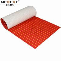 China Red Yellow Striped EVA Foam Boat Deck Anti-Slip Mat with Straight Groove Design for Marine Safety for sale