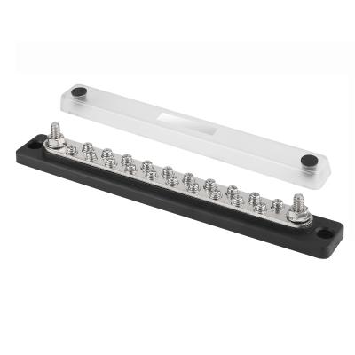 China 20-Way Screw Fixed Marine Bus Bar 150A 48V DC Nickel-plated Copper Power Distribution Terminal Block with 600A Capacity for sale