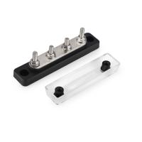 China 4-Way 100A Black Bus Bar Power Distribution Block with Nickel-Plated Copper for RV Marine Solar Systems for sale