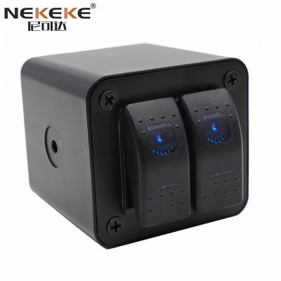 China Marine Switch Panel Rocker Switch Box IP66 Waterproof 12V DC Aluminum Construction for Boat Truck RV for sale