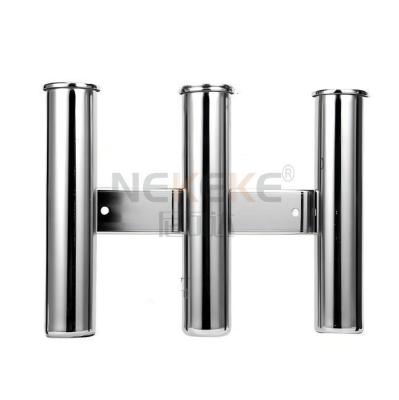 China S.S.316 3 Tubes Rod Holder High Mirror Polished for Marine Boat Fishing Rod Protection for sale