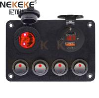 China IP65 Waterproof Aluminum Marine Switch Panel with QC3.0+USB-C Port for Boats and Trucks for sale